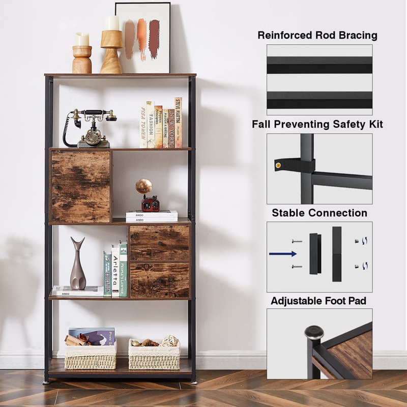 17 Stories Mullica 31" W Steel Standard Bookcase & Reviews | Wayfair